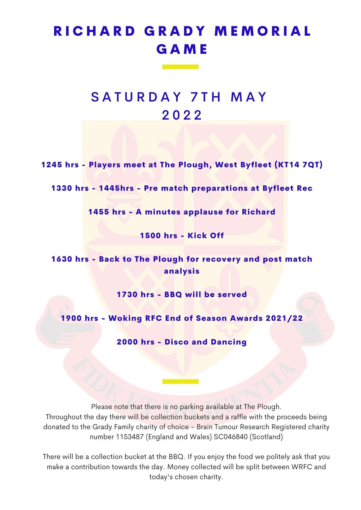 Richard Grady Memorial Game | Woking Rugby